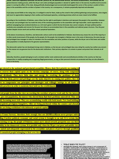 Raja Usama Sarwar Manifesto For Elections And Long Term Vision Final Pdf Poverty Poverty