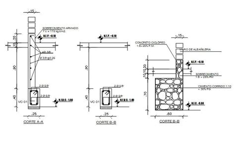 2d Design Of Foundation Sections With Details In Autocad Drawing Cad File Dwg File Cadbull