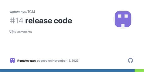 Release Code Issue Wenwenyu TCM GitHub