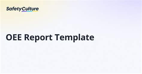 Oee Report Template Free Template