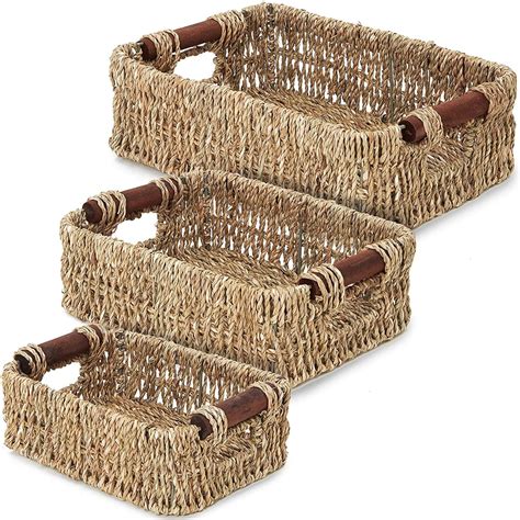 Wicker Storage Baskets With Handles At April Langdon Blog