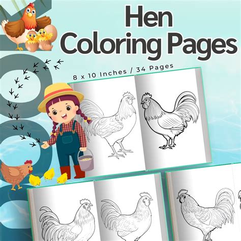 Hen Coloring Pages Sheets Of Hen Clipart {coloring Book} Made By