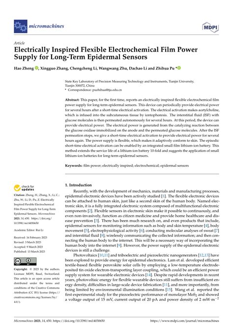 Pdf Electrically Inspired Flexible Electrochemical Film Power Supply