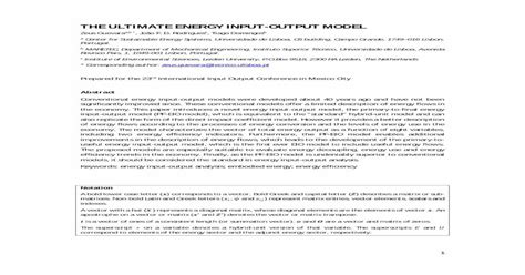 Pdf The Ultimate Energy Input Output Model · 1 The Ultimate Energy