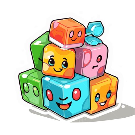 Brightly Colored Cubes With Faces On Them Vector Clipart Linking Cubes Linking Cubes Clipart