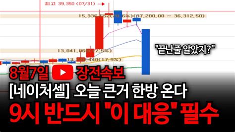 네이처셀 주가전망 장전 속보 끝난 줄 알았지 오늘 큰거 한방 온다 9시 반드시 이 대응 해주셔야합니다 빠르게 영상부터 확인하세요 Youtube