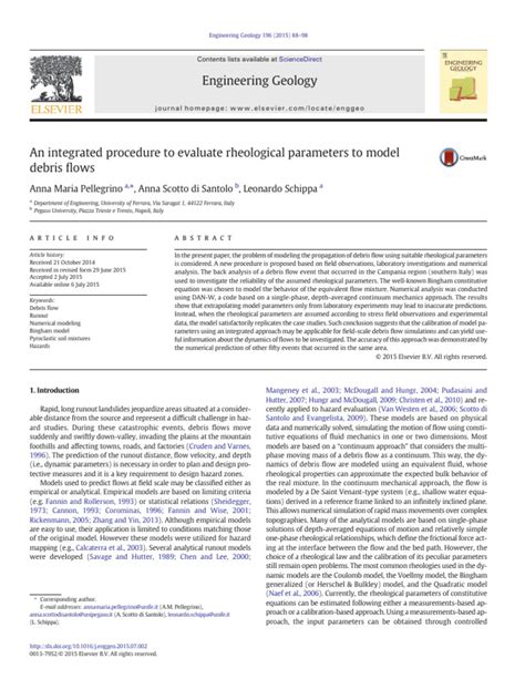 An Overview Of Debris Flow Mathematical Modelling Pdf Viscosity Landslide