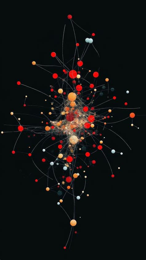 Abstract Visualization Of Connected Nodes In A Conceptual Data Network On Dark Background Stock