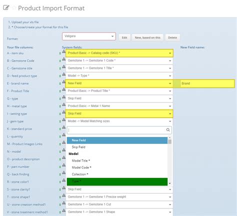 Import Update Products From Data Sheets Excel Valigara Online Jewelry Manager Support
