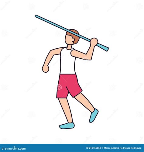 Man Throwing Javelin Vector Icon On White Background Flat Vector Man Throwing Javelin Icon