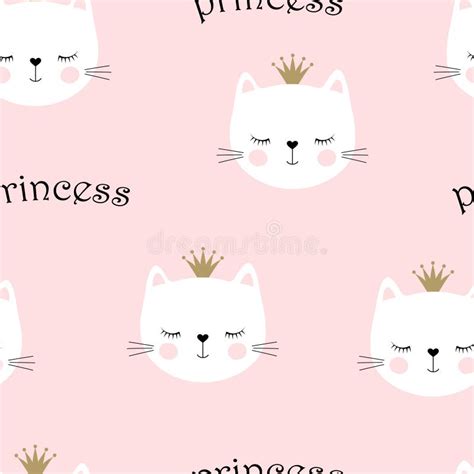 Cute Princess Pattern Stock Vector Illustration Of Kitty 167827335