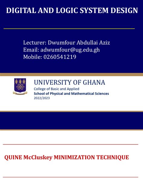 Digital And Logic Design Quine Mccluskey Method Pdf Boolean Algebra