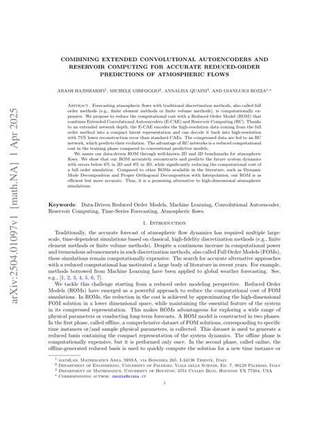 Pdf Combining Extended Convolutional Autoencoders And Reservoir Computing For Accurate Reduced