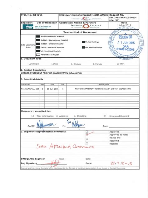 Method Statement Shr1 Mes Nap Elv 00004 00 Pdf Cable Electrical Wiring