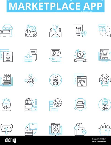 Marketplace App Vector Line Icons Set Marketplace App Shopping
