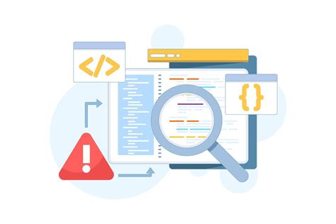 Illustration Of Bug Report Concept Magnifying Glass Searching Software