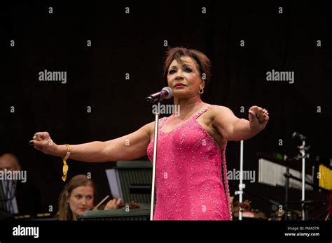 Dame Shirley Bassey Performing On The Pyramid Stage At The Glastonbury Festival 2007 Somerset