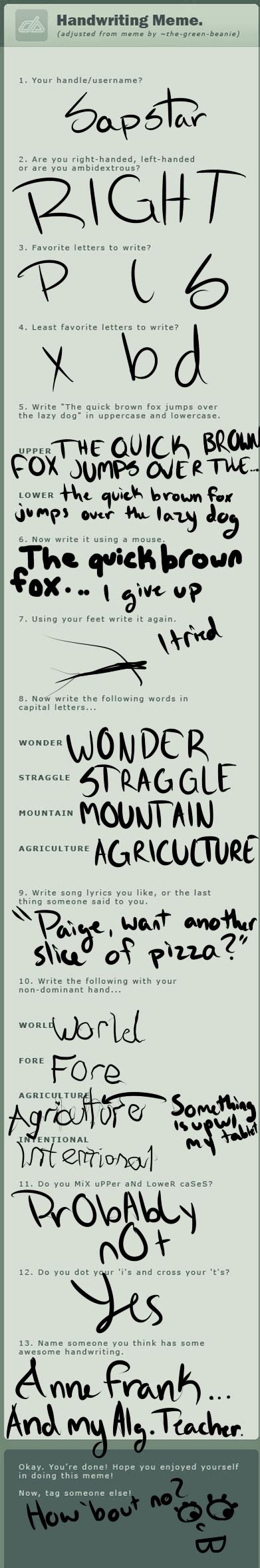 Handwriting Meme By Sapfall On Deviantart