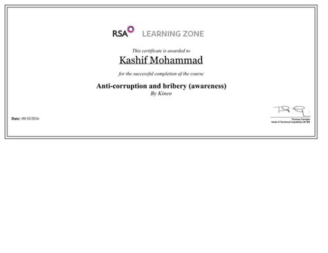 Anti Corruption And Bribery Awareness Certificate Ppt