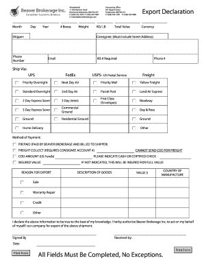 Fillable Online Export Form Fax Email Print PdfFiller