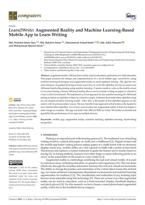 Learn Write Augmented Reality And Machine Learning Based Mobile App To Learn Writing ResearchBack