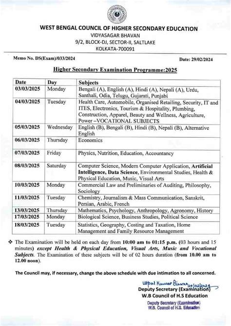 Download Pdf Wbchse Exam Date 20252025 Hs Exam Routine Pdf2025 Hs Exam Routine Pdf West