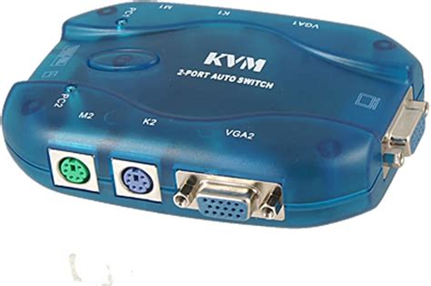 Qtqgoitem Skyblue Plastic Case Ps 2 Vga Interface 2 Ports Auto Kvm Switch Box Model