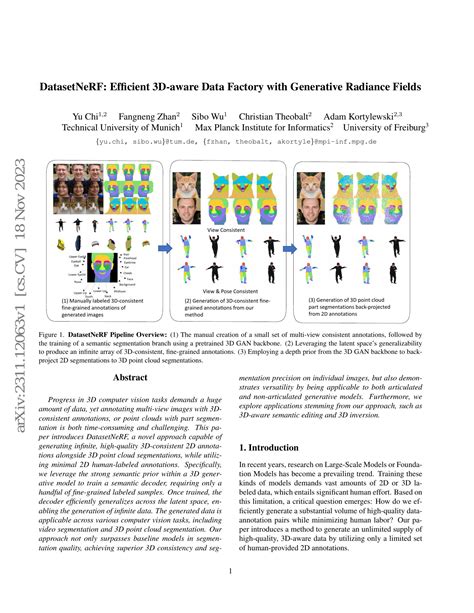 DatasetNeRF Efficient 3D aware Data Factory with Generative Radiance Fields 智源社区论文