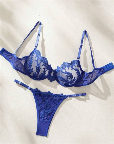 Blue Lingerie Set Floral Self Care Shop