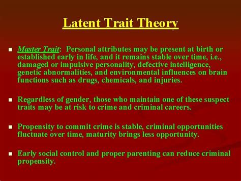 Chapter 9 Developmental Theories Latent Trait And Life