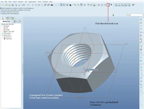 how to model a hexagonal nut in pro e grabcad tutorials