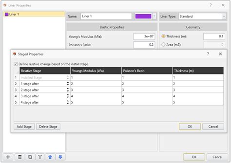 RS Documentation Stage Liner Properties