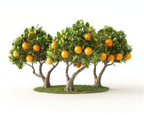 Citrus Groves Worldwide Depicted With 3d Orange Trees Stock