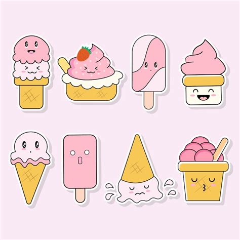 Premium Vector Eight Kinds Of Strawberry Ice Cream
