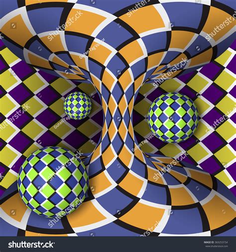 Optical Illusion Rotation Three Balls Around Stock Vector Royalty Free