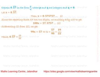 Class Chapter Number Systems Lecture Decimal Representation Of Rational Numbers PPT