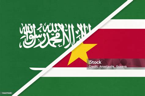 사우디 아라비아와 수리남 섬유에서 국기의 상징 두 나라 간의 챔피언십 Championship에 대한 스톡 벡터 아트 및 기타 이미지 Championship Soccer