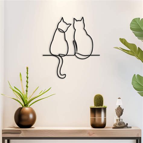 Декоративное панно из дерева Woodyard настенный декор для дома Пара Котов интерьерная картина