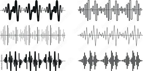 Black Sound Waves Abstract Music Wave Radio Signal Frequency And