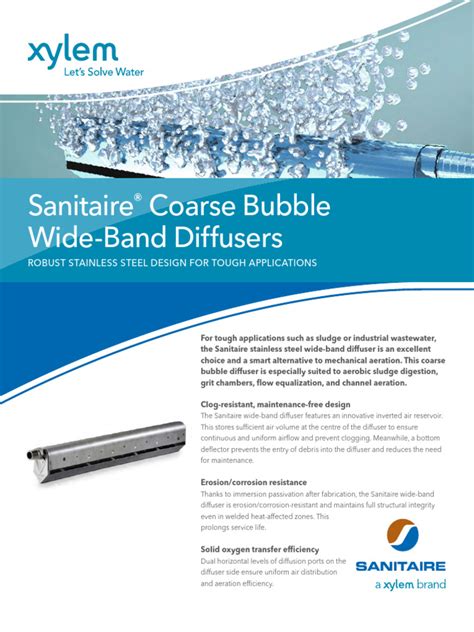 Sanitaire Coarse Bubble Diffuser Datasheet Us Low En Pdf Stainless