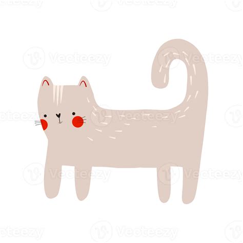 Illustration Of Funny Flat Cat Little Cute Kitten 36130869 Png