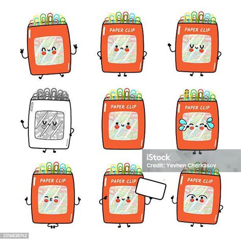 아홉 개의 종이 클립 상자 다양한 감정을 보여주는 캐릭터 개체 그룹에 대한 스톡 벡터 아트 및 기타 이미지 개체 그룹 광고 교사 교육 관련 직업 Istock