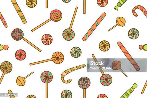 벡터 완벽 한 패턴 의 다채로운 사탕 와 의 다른 모양 손으로 그린 낙서 질감 배경 발렌타인 데이를 위해 과자 가게 장식 0명에