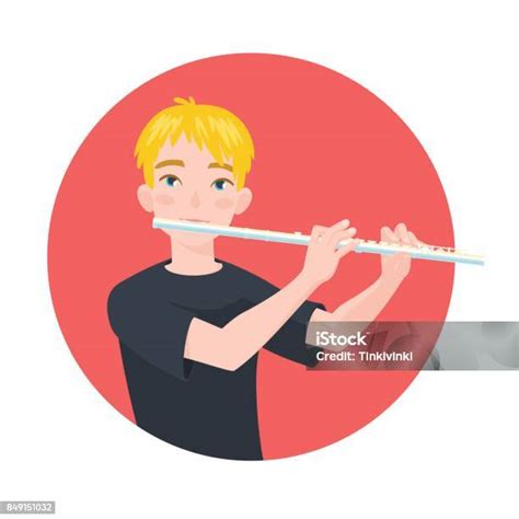 뮤지션 연주 플 룻입니다 소년 플루트는 클래식 악기를 연주에 영감을 벡터입니다 플루트 연주자에 대한 스톡 벡터 아트 및 기타 이미지 플루트 연주자 Classical