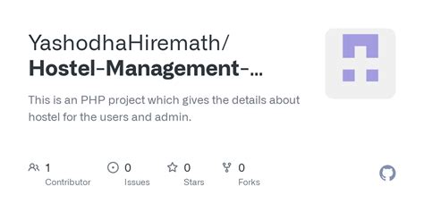 Github Yashodhahiremathhostel Management System This Is An Php