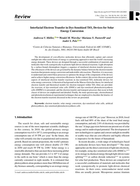 Pdf Interfacial Electron Transfer In Dye Sensitized Tio2 Devices For