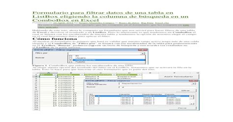 Formulario Para Filtrar Datos De Una Tabla En Listbox Download Pdf