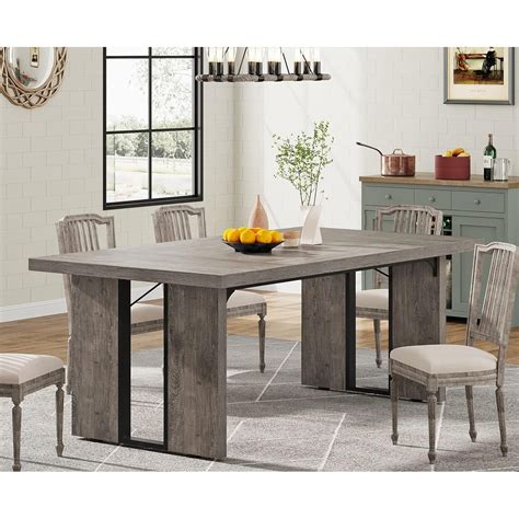 Tribesigns 71 Rustic Farmhouse Dining Table For 6 To 8 People