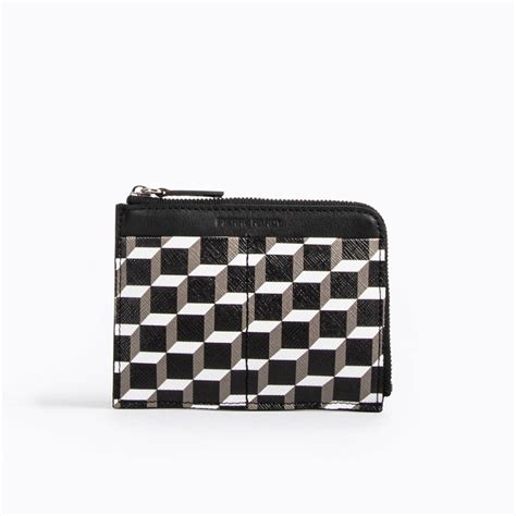Perspective Cube Wallet In Black Cube Canvas And Leather — Pierre Hardy
