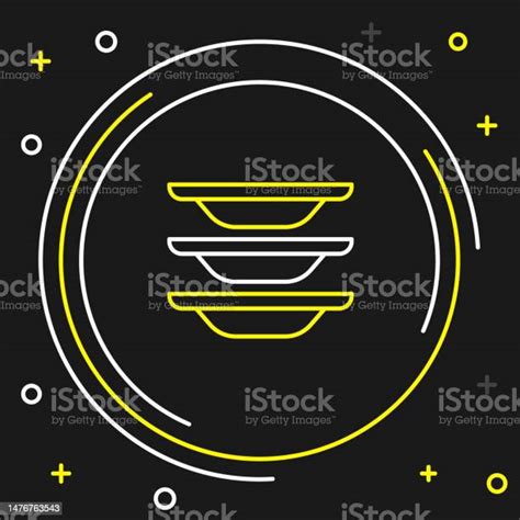 검은 배경에 격리된 설거지 아이콘 청소 접시 아이콘입니다 식기 세척기 기호 깨끗한 식기 표시 다채로운 개요 개념입니다 벡터 가사 집안일에 대한 스톡 벡터 아트 및 기타